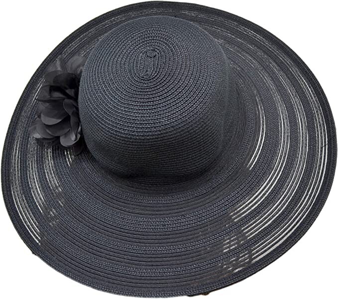 Nine West Packable Adjustable Super Floppy Spring Church Hat Flower ...