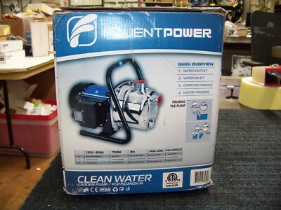 Fluent Power Garden Pump 120V 60 Hz 750W 1 HP 900 GPH FGP750JINOX-1A ...