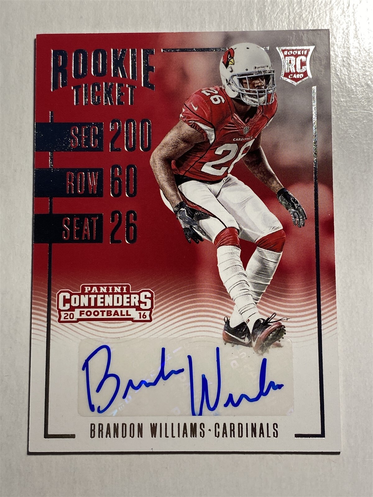 BRANDON WILLIAMS cardinals 2016 Contenders #225 AUTO Autograph RC (U1)-3 | eBay