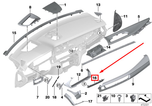 NEW BMW X6 F16 CENTERSTACK BOTTOM TRIM 51459252543 9252543 ORIGINAL NO ...