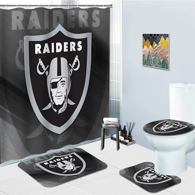 Las Vegas Raiders Background Waterproof Bathroom Sets, Shower Curtain ...