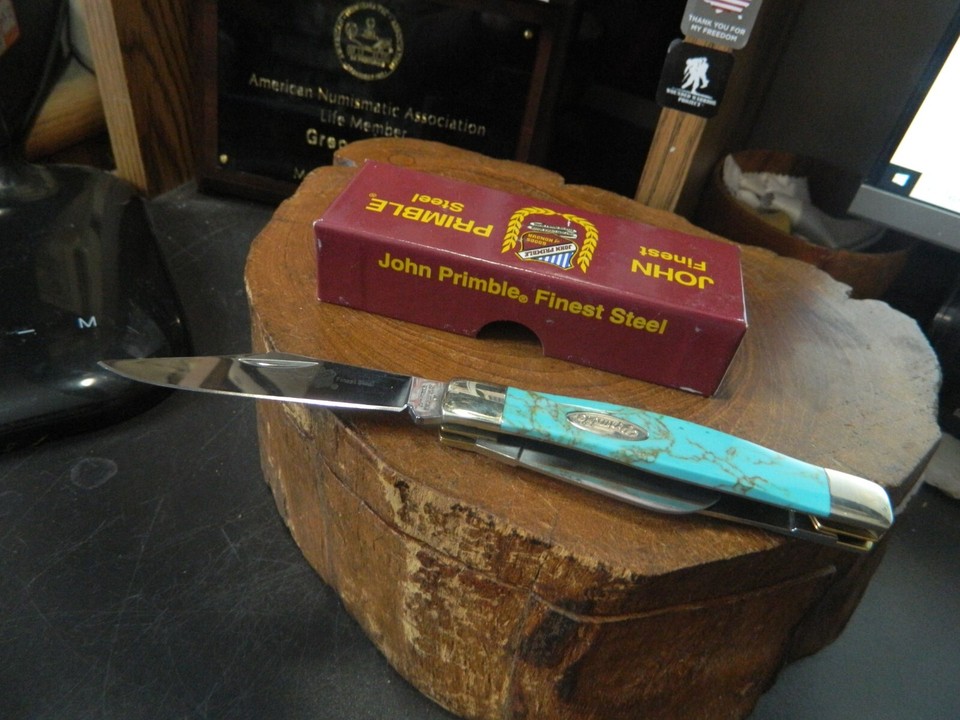 JOHN PRIMBLE KNIVES 4" STOCKMAN CLOSED 3 STAINLESS BLADES, GENUINE TURQUOISE USA | eBay