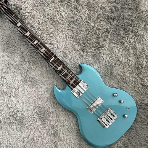 Custom SG 8-strings Electric Bass Guitar Blue H-H Pickups Strings Thru ...