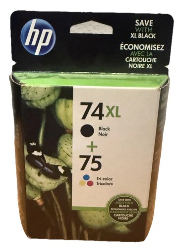GENUINE HP 74XL Black & 75 Tri-Color Ink Cartridge Set Combo New Oct ...