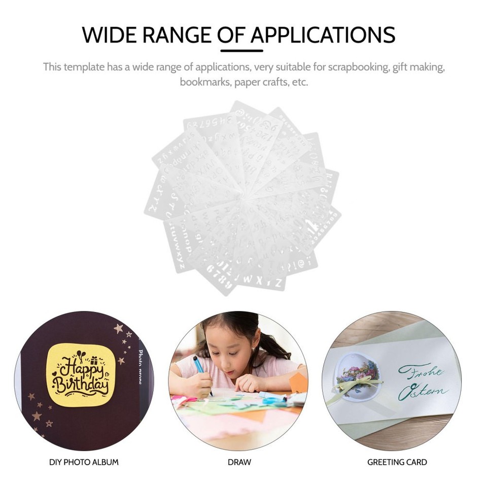 12 Pcs Stencils for Drawing Number Templates Lettering Scrapbook | eBay ...