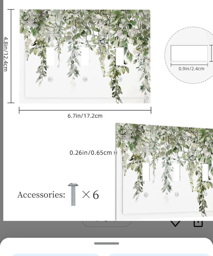 Light Switch Plate Green Eucalyptus Leaves- 3 Gang Wall Plate Triple | eBay