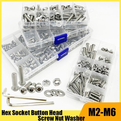 Hexagon Button Socket Cap Screw Bolt and Nut Set with Hex Key M2 M3 M4 ...