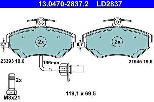 ATE Front Axle Disc Ceramic Brake Pad Set For AUDI SEAT VW A4 Avant ...