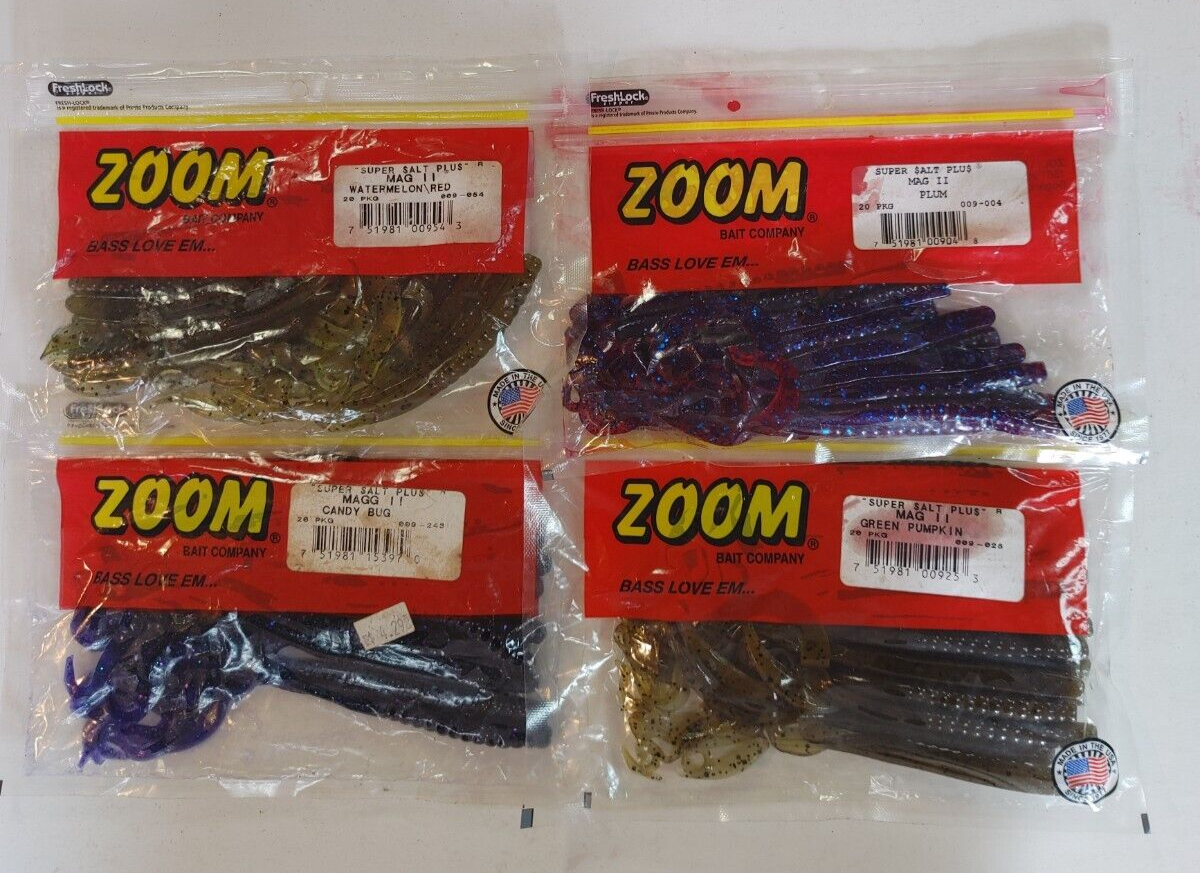 (4) Zoom Magnum Mag II Worm Fishing Lures Lot of 4 Packs | eBay