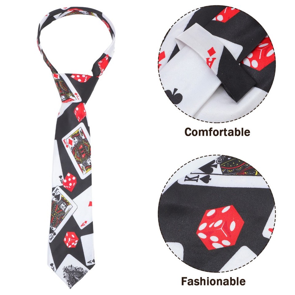 Black Background Poker Dice Printing Tie Fashion Magician Necktie ...