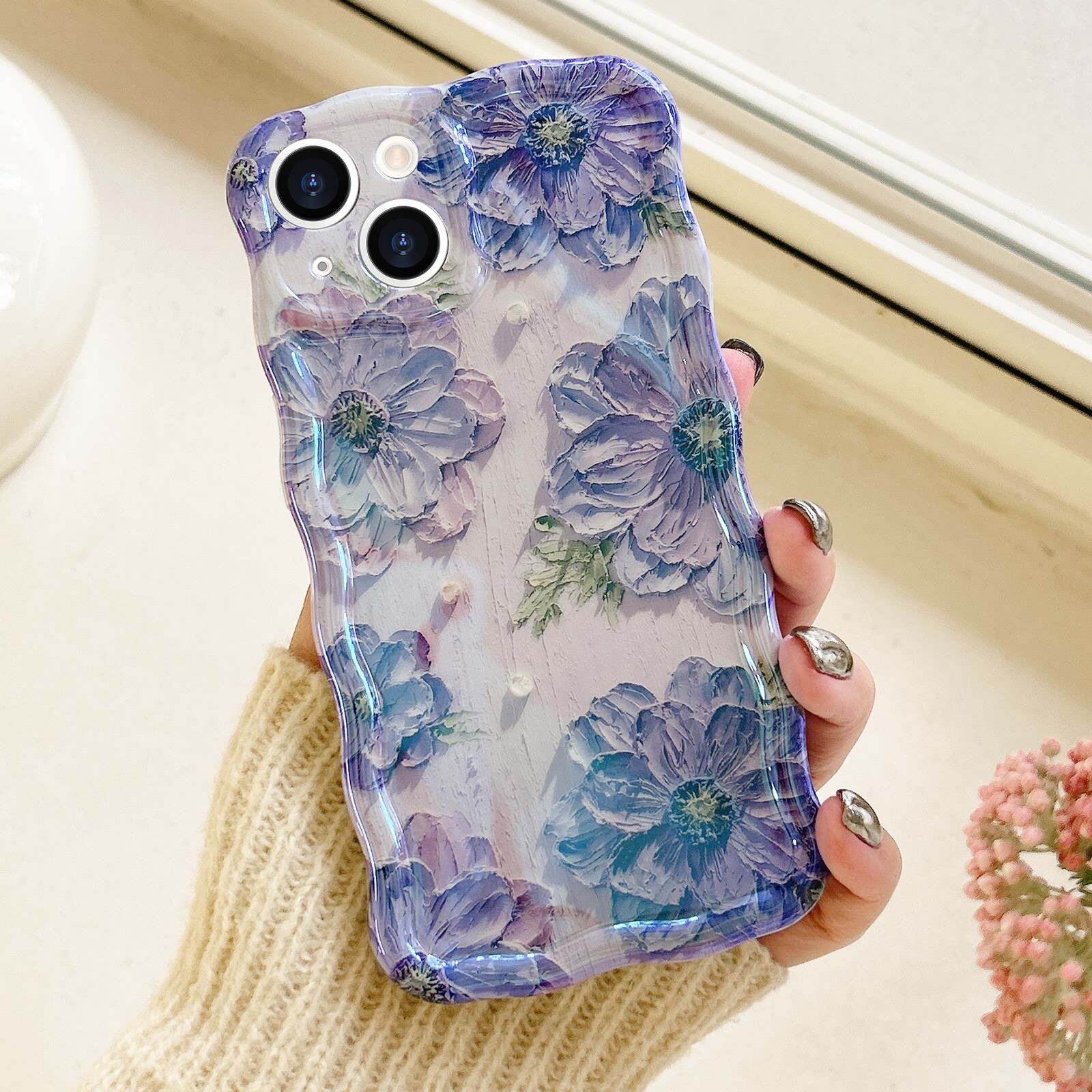 Cute Flower Case For iPhone 17 16 Pro Max 15 14 13 12 Shockproof Wave ...