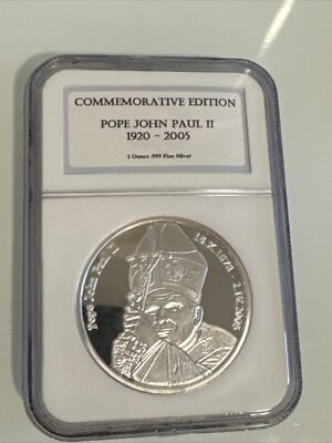 1oz .999 Silver Round Pope John Paul II Commemorative Edition NGC ...