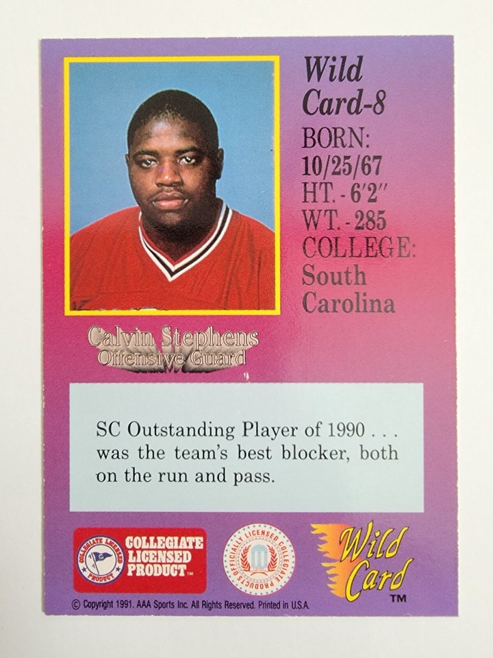 1991 Wild Card Draft #8 Calvin Stephens 1st Edition | eBay