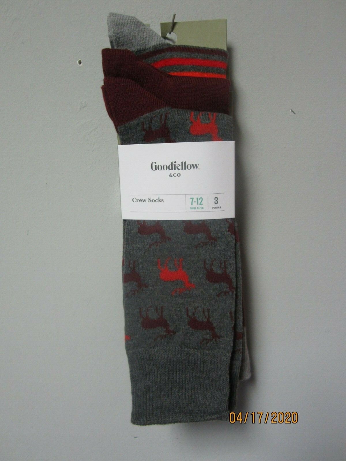 Goodfellow & Co Men's 3-Pack Assorted Crew Socks Shoe Size 7-12 VERY ...