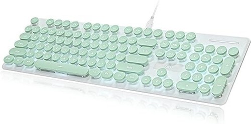 Surmen V300 Green White Light Punk Retro Verison Wired Gaming Keyboard ...