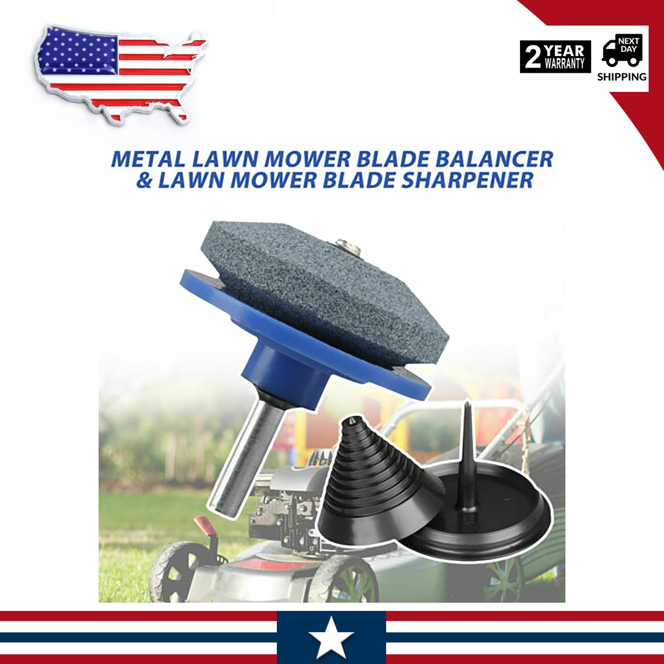 Mower Blade Balancer And Sharpener Set For Lawn Mower Tractor Garden