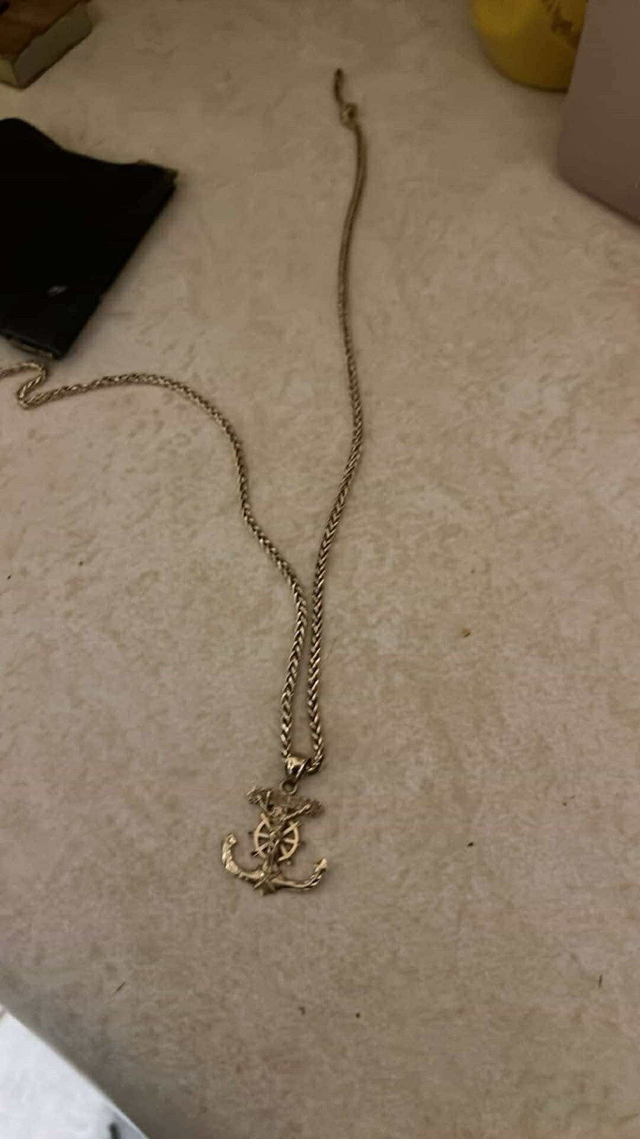 14k Gold Anchor Cross Pendant, Solid Gold Anchor Cros, - Gem