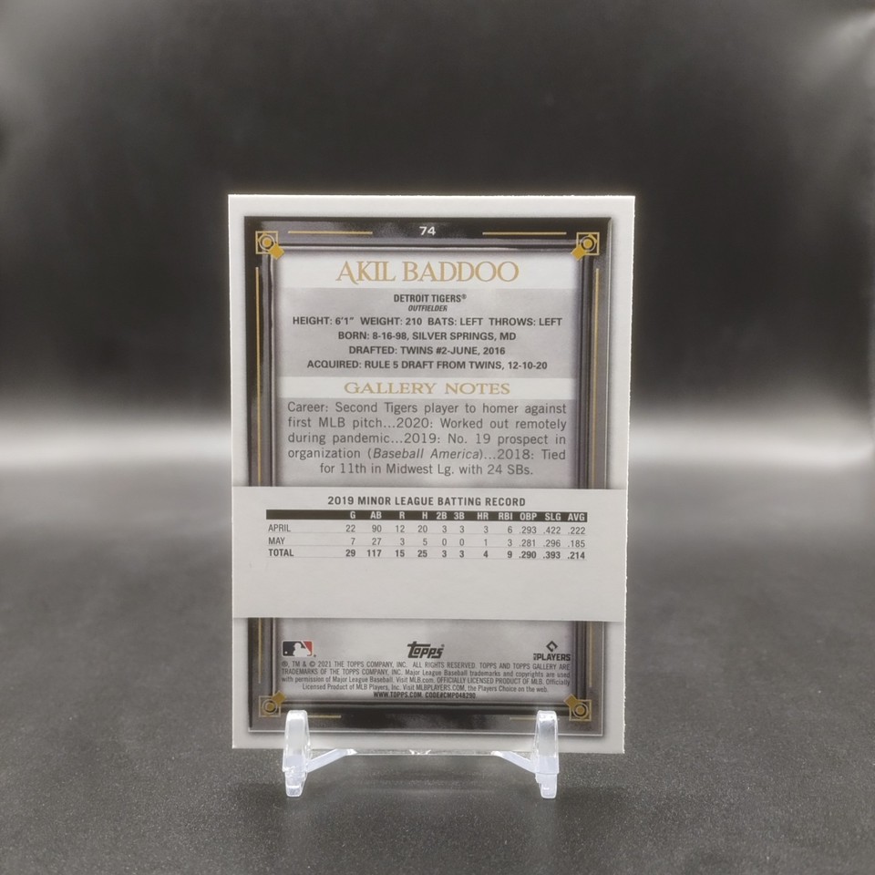 2021 Topps Gallery Akil Baddoo RC #74 Detroit Tigers | eBay