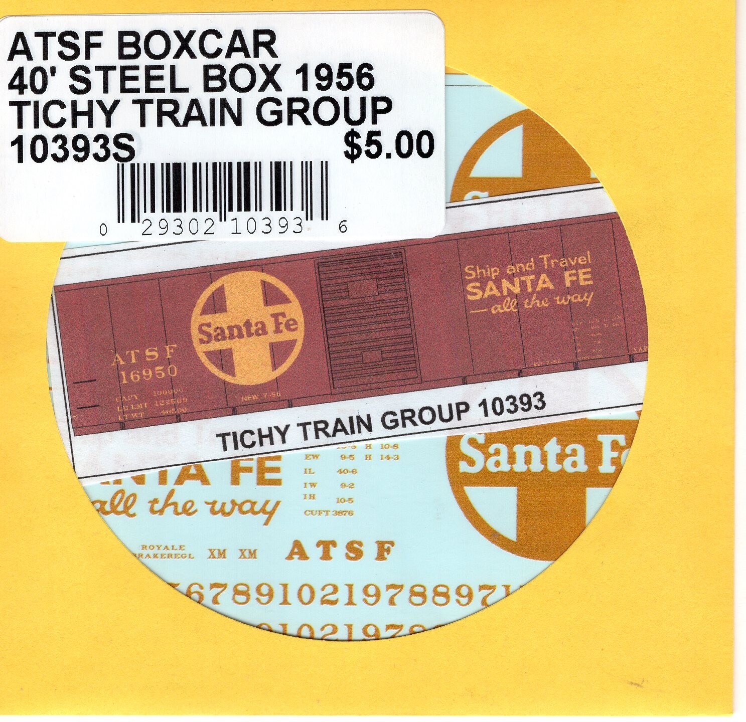 S Scale Tichy Train 10393S Santa Fe ATSF Boxcar 40' Steel Box 1956 ...