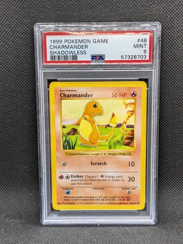 PSA 9 CHARMANDER 46/102 Shadowless Base Set Common 1999 Pokémon Card ...