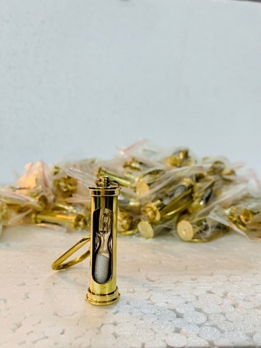 Lots of 100 PCs Brass Sand Timer Key Chains / Mini Hourglass Key Rings ...