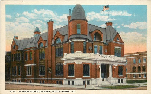 c1920 Postcard; Withers Public Library, Bloomington IL McLean County ...