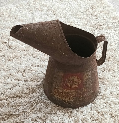 SHELL LUBRICANTS GALLON JUG VINTAGE MOTOR OIL POURER GARAGE PETROL CAN ...