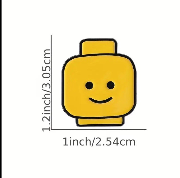 Lego Minifigure Head Metal Enamel Pin; New Classic Yellow Smile Face ...