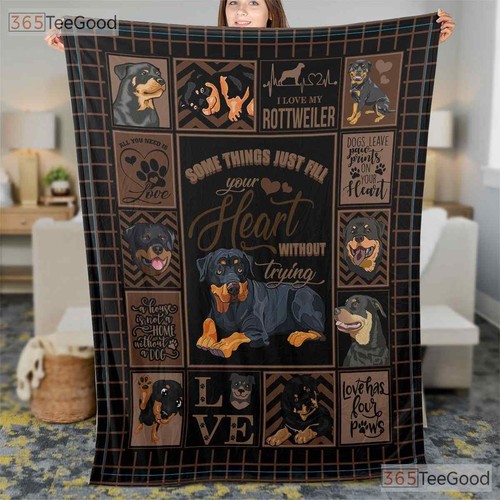 Rottweiler Dog Fleece Blanket, Memorial Gift Blanket for Rottweiler ...