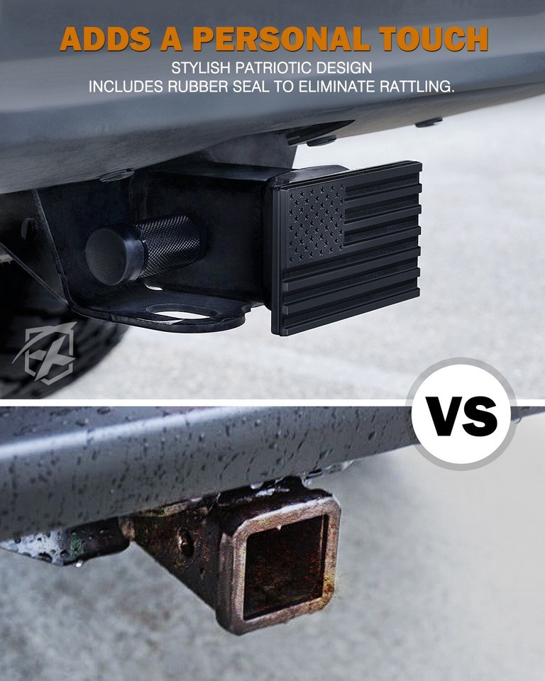 Trailer Hitch Cover 2" Inch Aluminum Tow Rear Receivers U.S. Flag with ...