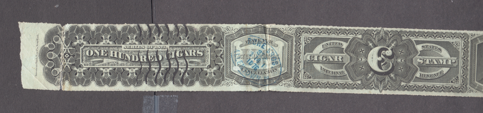 TC96a 4 SCANS TOBACCO REVENUE TAX SERIES 100 CIGARS KENTUCKY 1876 HS ...