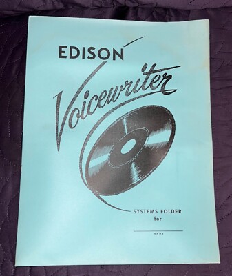 EDISON VOICEWRITER SYSTEMS FOLDER 1950'S | eBay