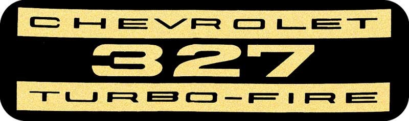 327 Turbo-Fire Valve Cover Decal; without Horsepower Rating; Black and ...