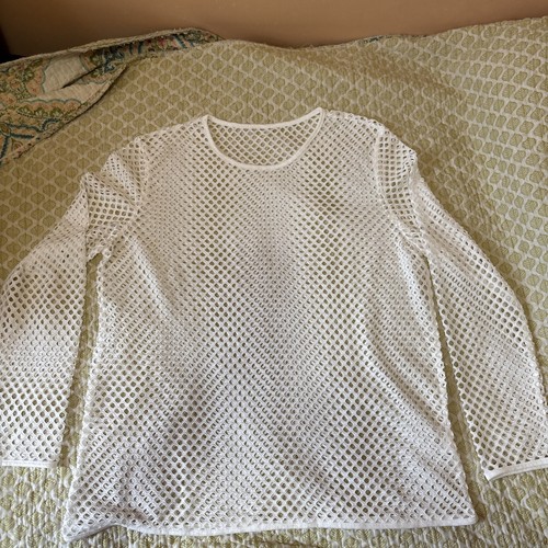 Men Net Blouse Long Sleeve Mesh Shirt Mens Casual Crew Neck Muscle Top ...