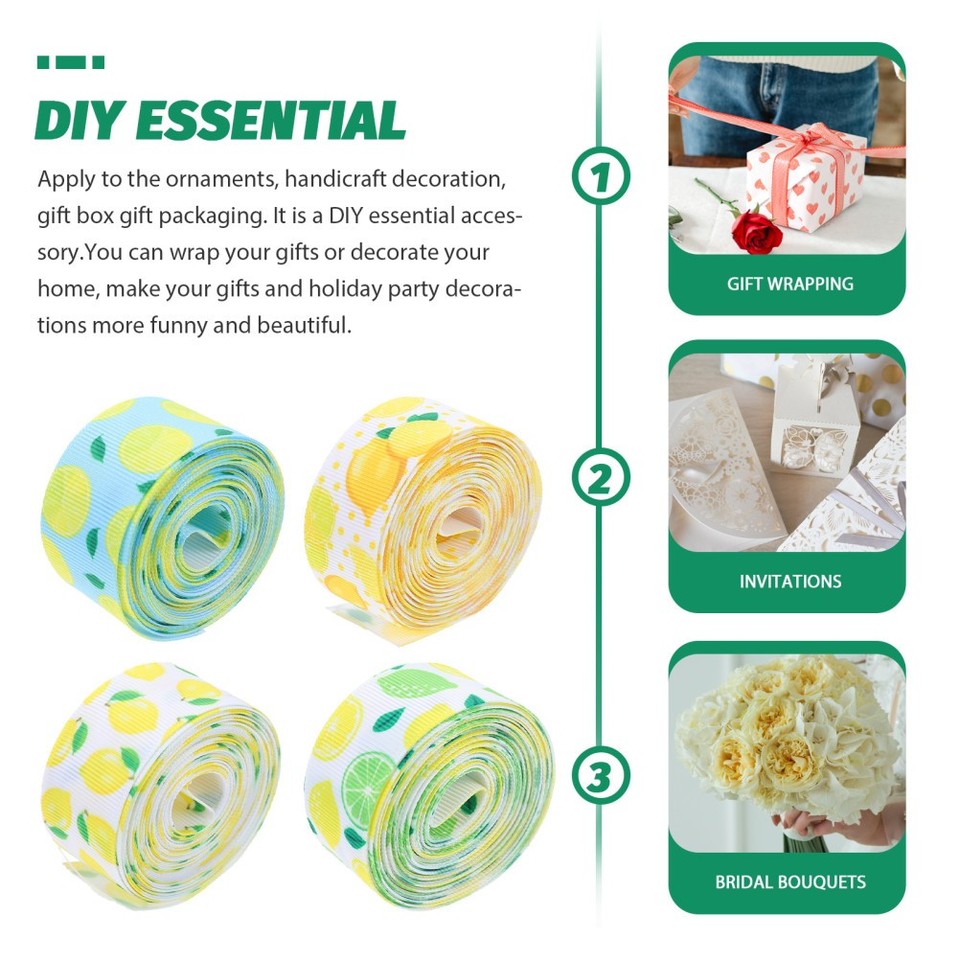 4 Rolls Colored Wrapping Ribbon Chinese Trims Printed | eBay Australia