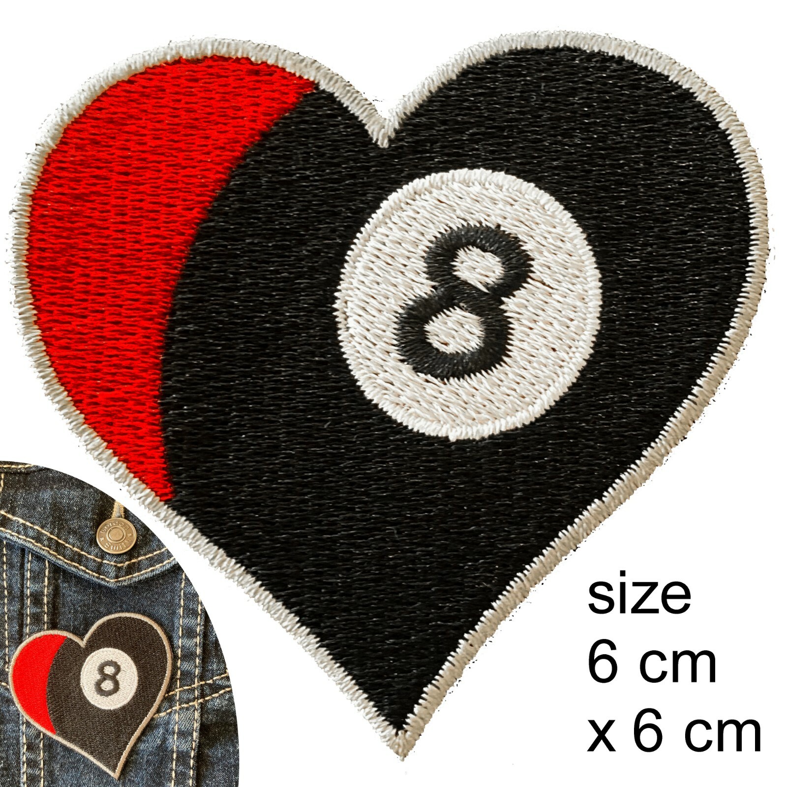 Pool Billiard ball iron on patch 8 balls Cue sports eightball iron-on ...