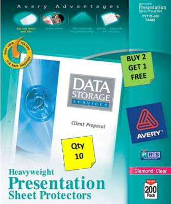 [Qty 10] Avery 74400 CLEAR Heavyweight Presentation Sheet Protectors ...