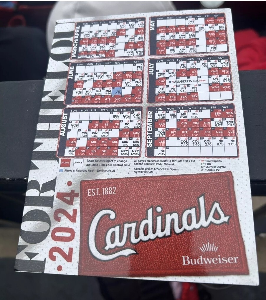 ST. LOUIS CARDINALS 2024 TEAM MAGNETIC SCHEDULE STADIUM PROMO! 4/4/24 ...