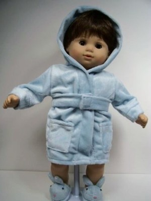 BLUE Bunny Rabbit Robe &Slippers Doll Clothes For 15” Bitty Baby Boy ...