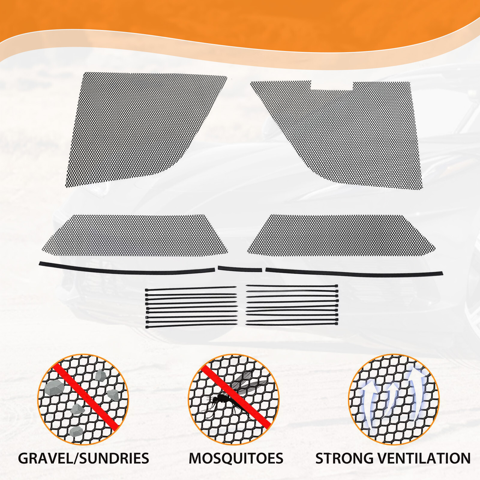 Outer Inner Radiator Grille Mesh Grill Guard Cover Kit For Corvette C8 ...