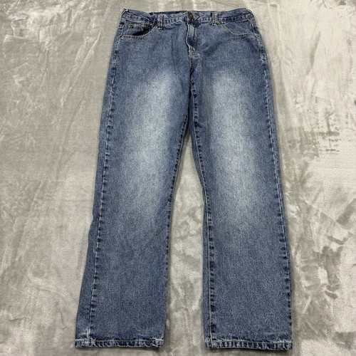 OTB Jeans Mens 36x32 Blue Straight Leg Medium Wash Denim Pocket Logo ...