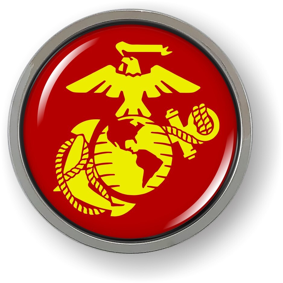 Officially Licensed Product - USMC EGA Car Emblem Sticker ROUND Chrome ...