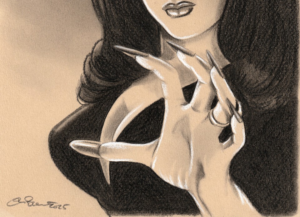 Vampira 8x10 Original Graphite Drawing NO RESERVE Horror Movies Sexy ...