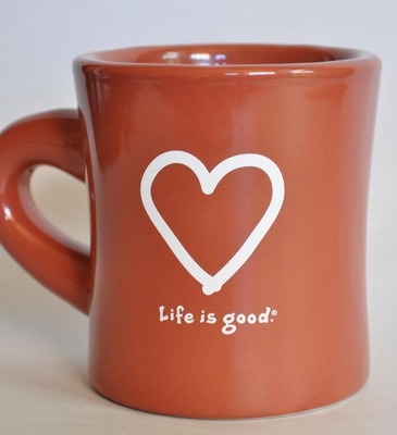 Life is Good Mug HEART Brown Coffee Cup Do What You Like Positive Brick ...