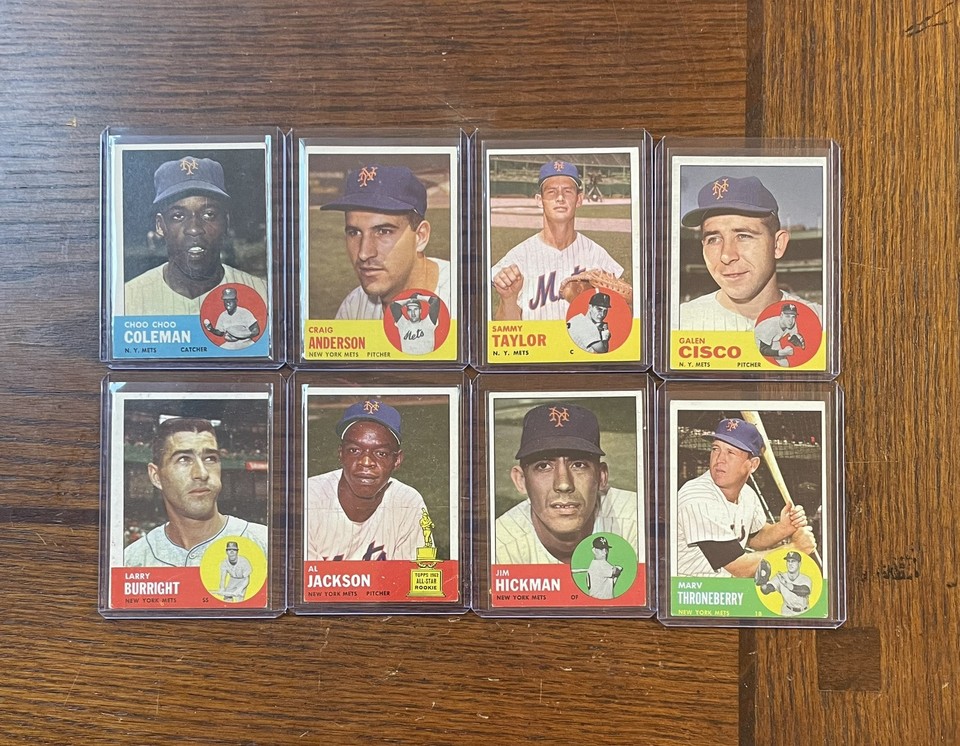 1963 TOPPS LOT (8) NEW YORK METS STARS EX-NM, SHARP, ROOKIE CARDS ...