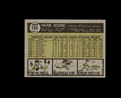 1961 Topps 185 Herb Score VG #D1,385129 | eBay