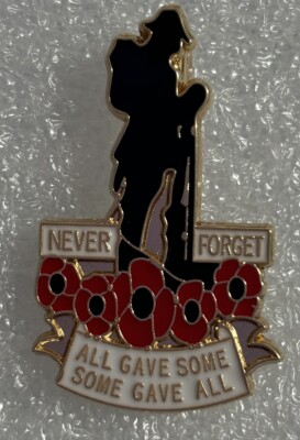 NEVER FORGET Soldier Poppy Flower Badge ANZAC Remembrance Lapel Pin ...