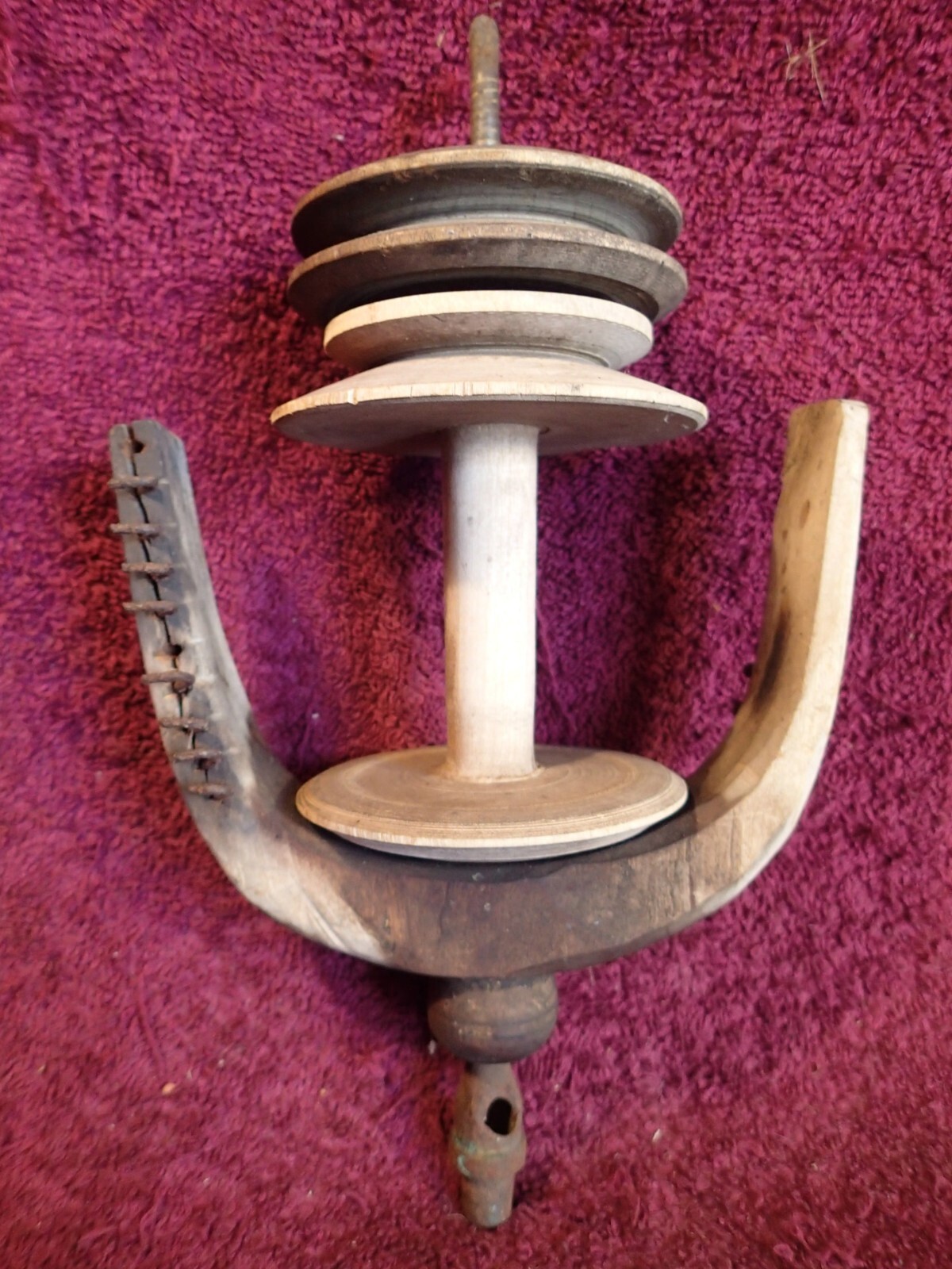 # 1 )) VINTAGE SCANDINAVIAN ANTIQUE HANDMADE SPINNING WHEEL SPOOL FLYER ...