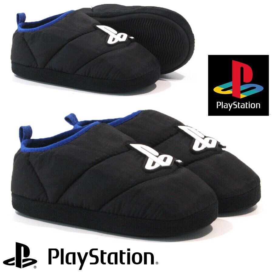 New Boys Playstation Slippers Gaming Warm Cosy Fleece Mules Indoor ...