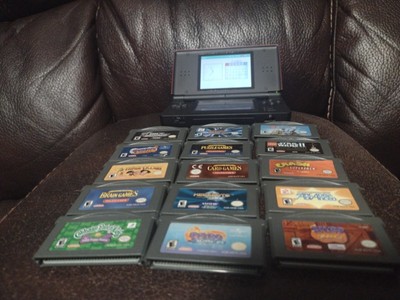 NINTENDO DS SYSTEM LOT W/ 15 GBA GAMES (HAS GBA SLOT COVER - NO STYLUS ...